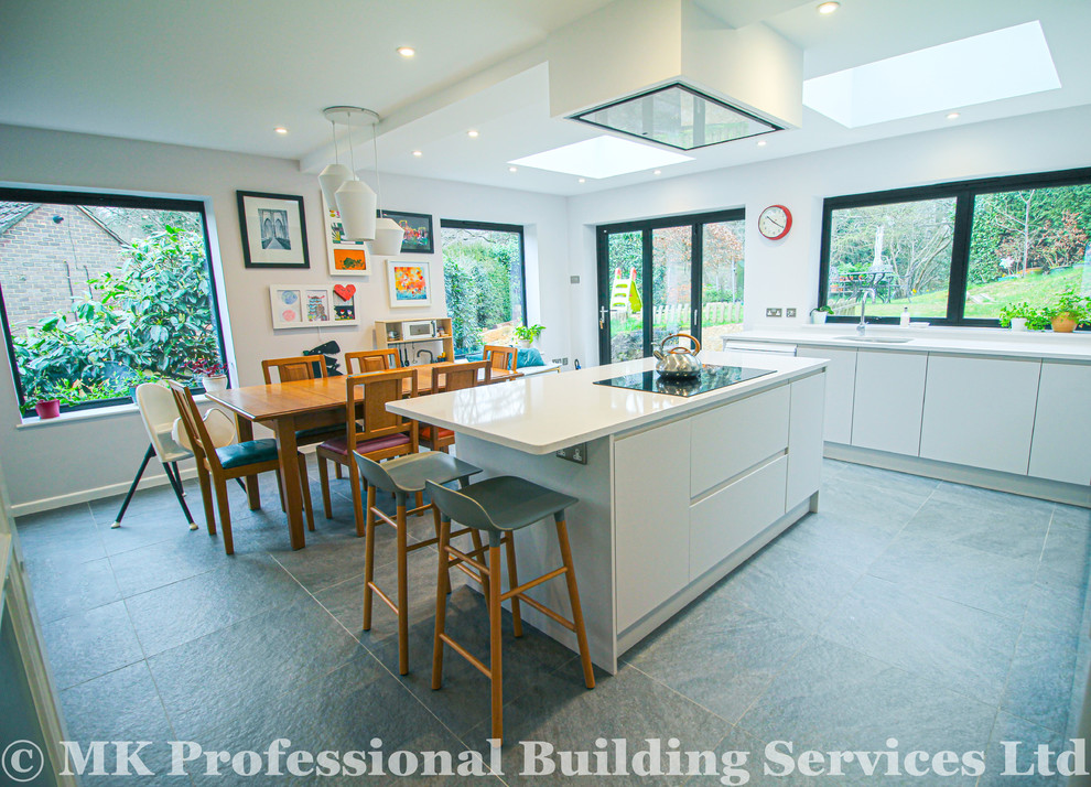 Single storey extension with open plan kitchen and sedum roof - Modern ...