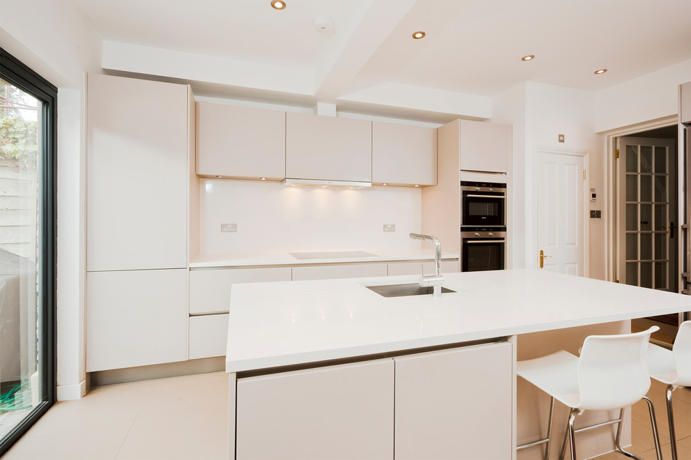 Single wall kitchen layout with island - Contemporary - Kitchen ...