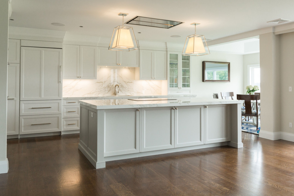 Sleek Transitional White Kitchen - Transitional - Kitchen - New York ...