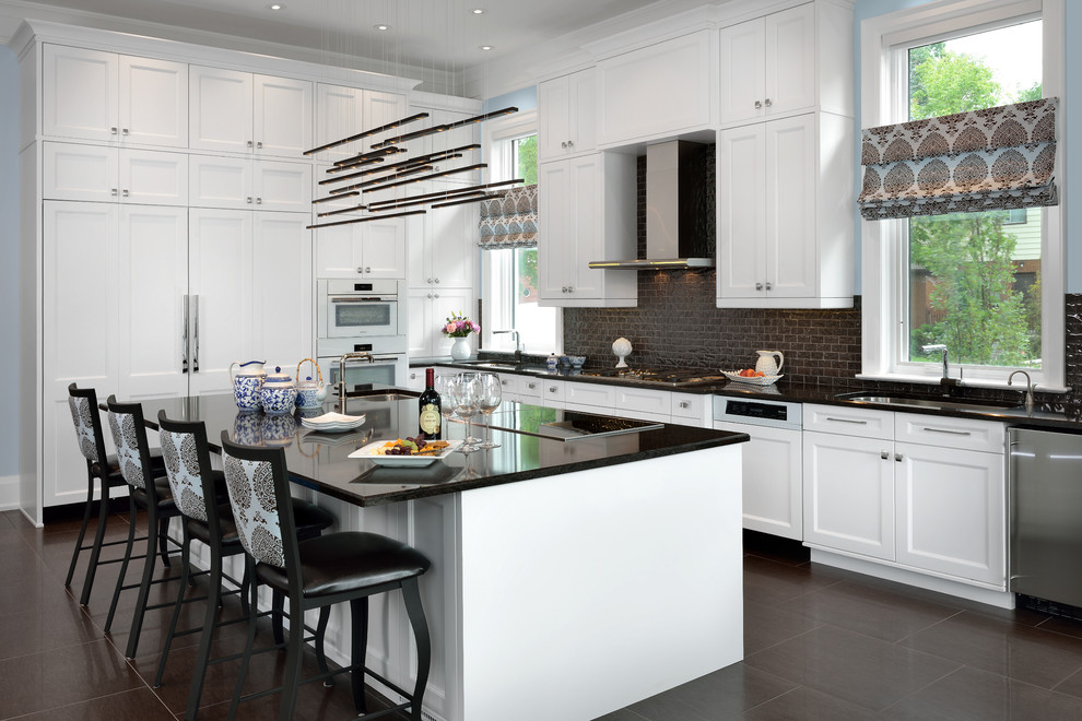Sleek Transitional White Kitchen - Transitional - Kitchen - Toronto ...