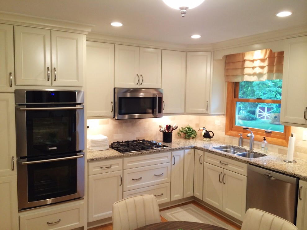 Small White "L" Shaped Kitchen in Naperville by Adam Hartig AKBD ...
