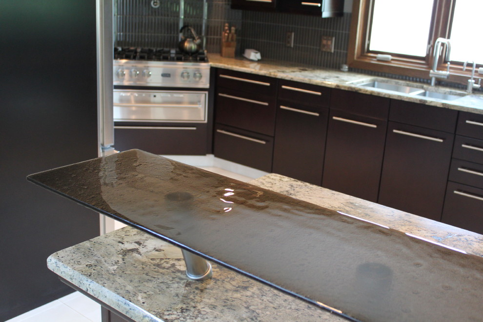 "Smokey" cast glass breakfast bar - Modern - Kitchen - Cedar Rapids ...