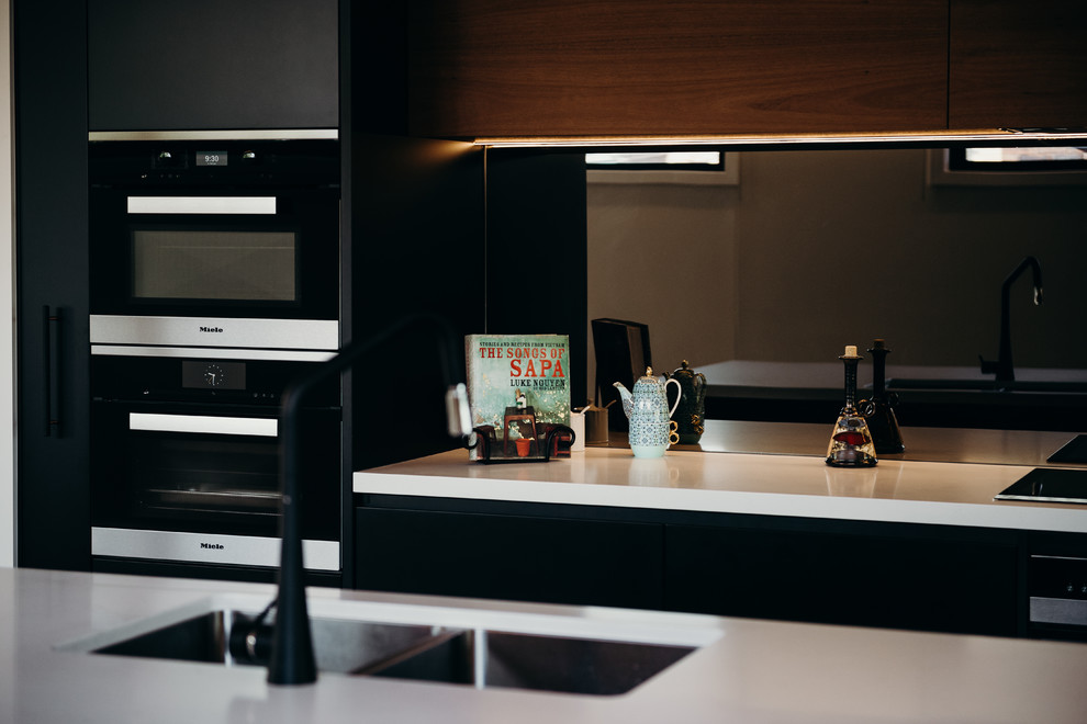 Smoky Mirror Glass Splashback - Contemporary - Kitchen - Newcastle ...