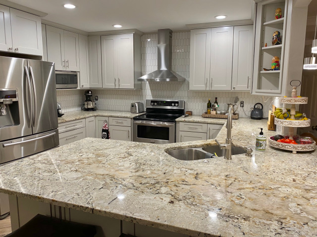 Snow Fall Granite Kitchen countertops - Transitional - Kitchen ...