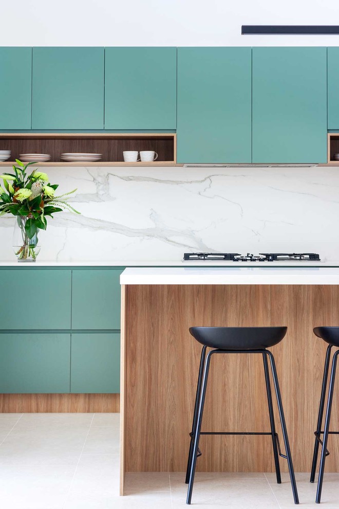 Soft Green & Timber Grain Kitchen - Contemporary - Kitchen - Sydney ...