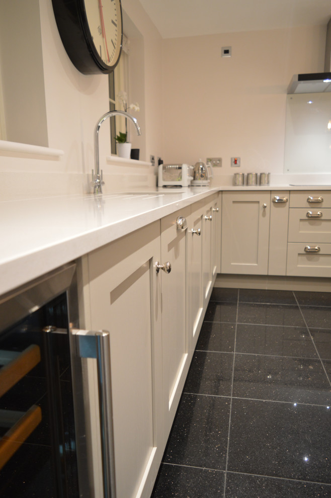 Solid Ash Shaker Kitchen in Stone with Quartz Worktops - Traditional ...