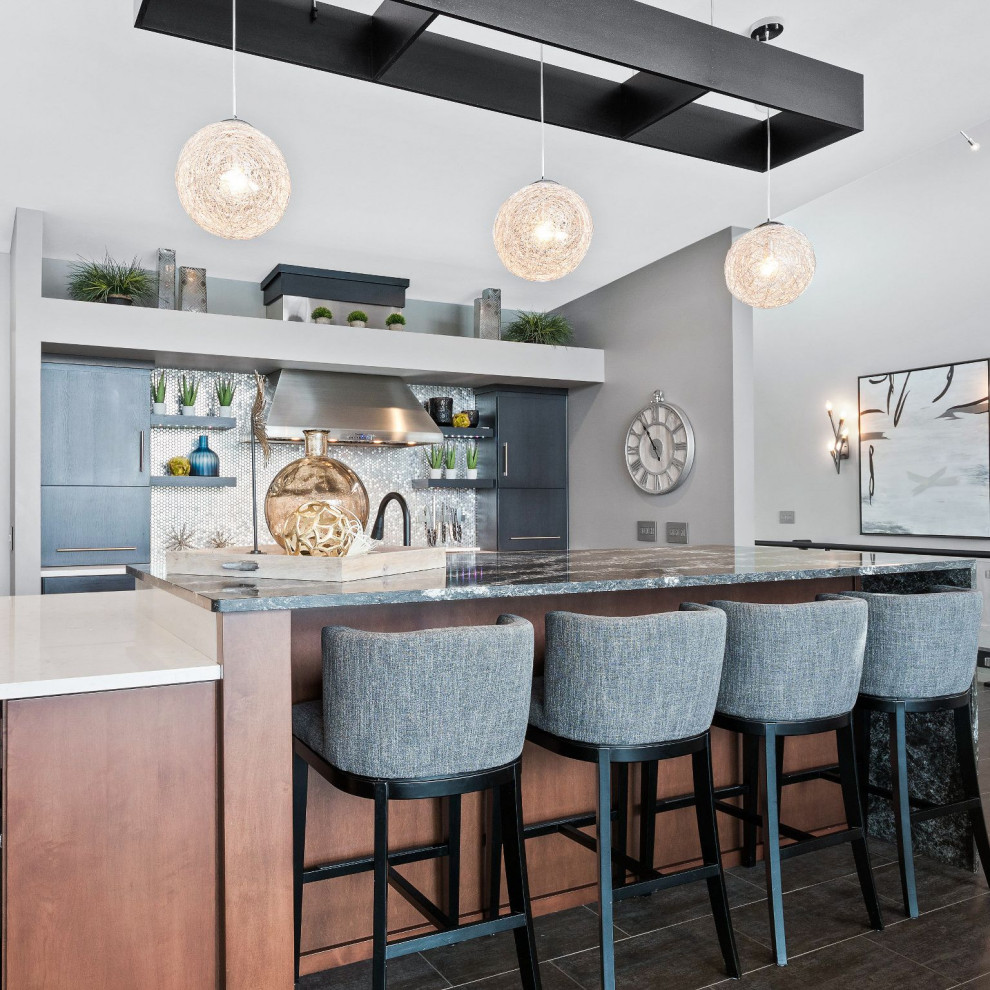 Sophisticated High-Contrast Kitchen with Cambria Ellesmere and Torquay ...