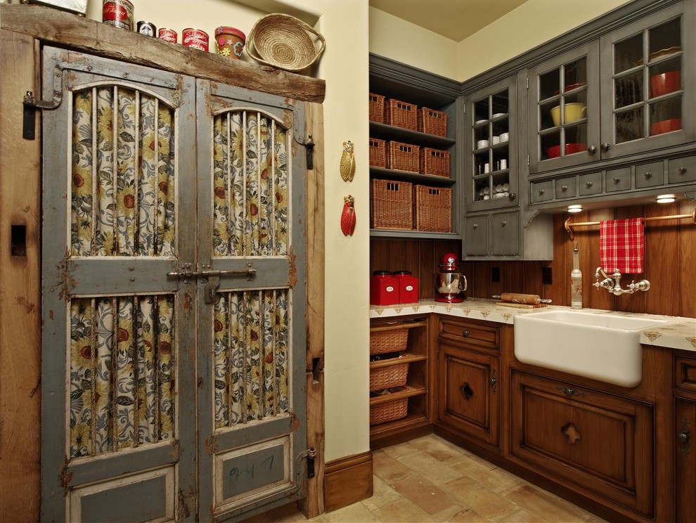 Spacious Walk-In Pantry with Apron Sink - Traditional - Kitchen ...