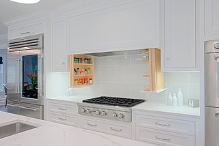 Spice Rack in Range Hood - Transitional - Kitchen - Chicago - by ...