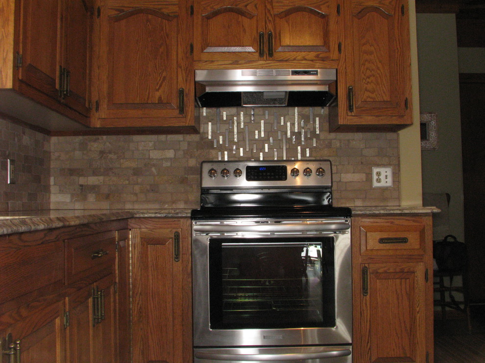 Stainless and Glass "Rain" Backsplash - Traditional - Kitchen ...