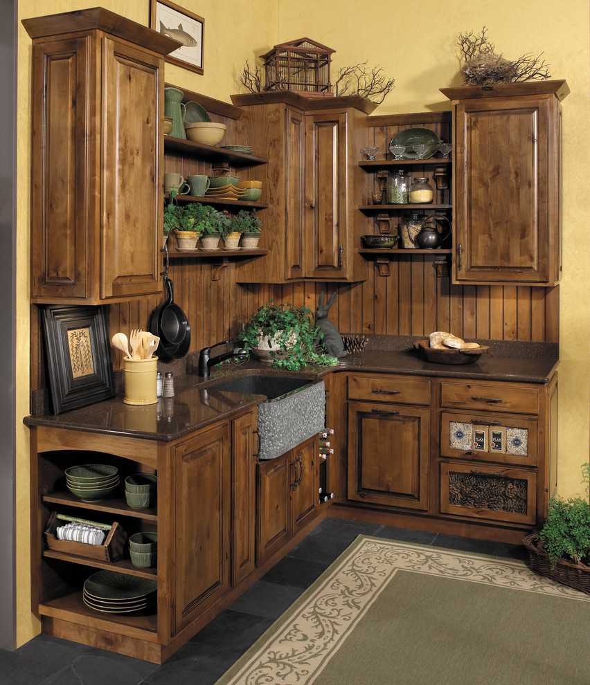 StarMark Cabinetry Kitchen in Rustic Alder in Butterscotch with Ebony ...