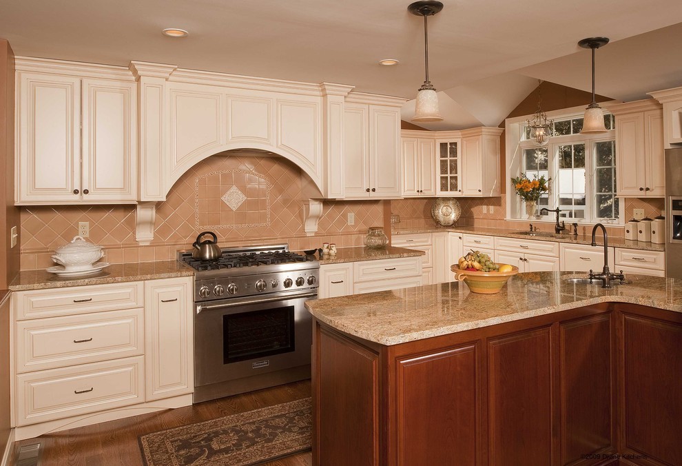 Stately Cream & Cherry - Traditional - Kitchen - Boston - by Divine ...