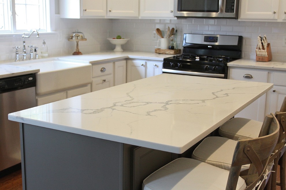 Statuario Venato Engineered Quartz Kitchen - Transitional - Kitchen ...