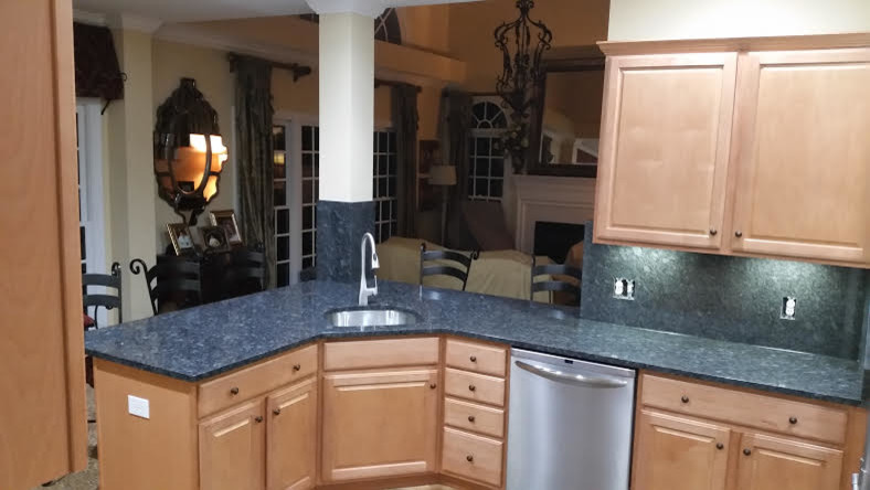 Steel Grey Granite Countertop. Full Backsplash - Modern - Kitchen ...