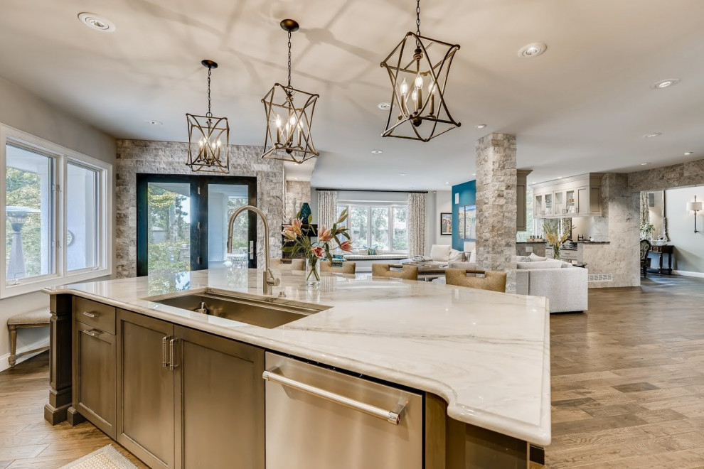 Stone Clad Columns - Transitional - Kitchen - Denver - by Jan Neiges ...