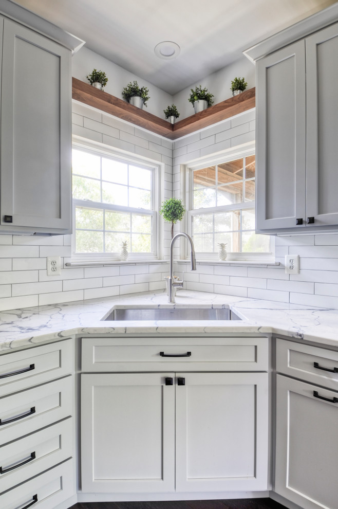 Storm (AF-700) Gray Painted Cabinets with Warm Natural Walnut Accents ...