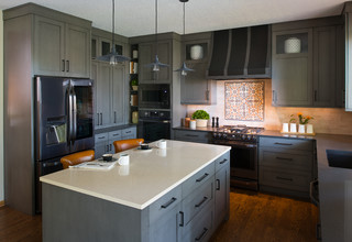Streamlined Suburban Gray Kitchen - Transitional - Kitchen ...