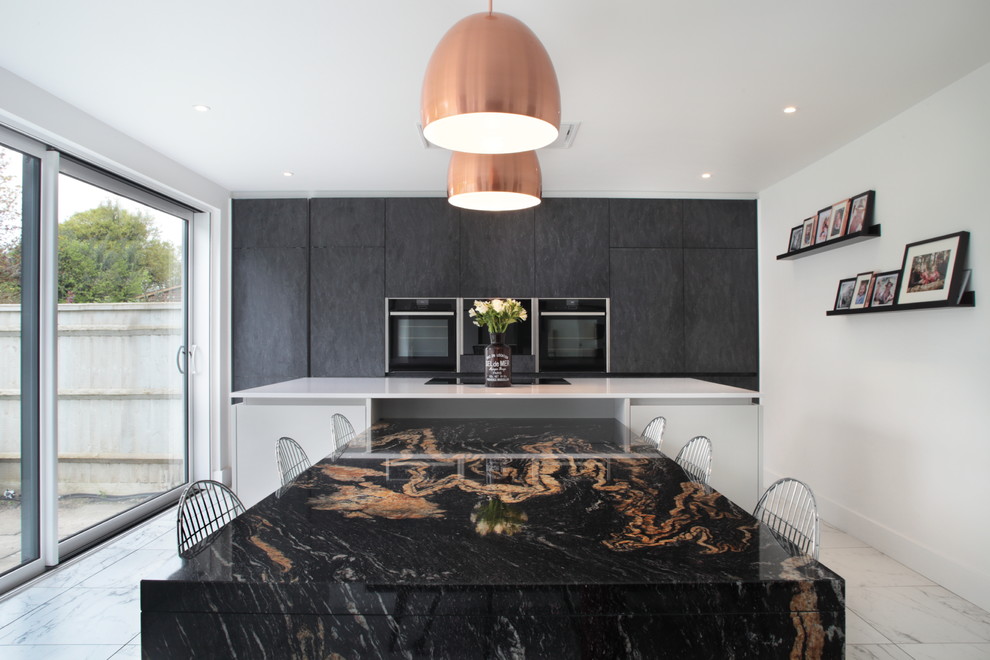 Stunning contemporary open plan kitchen with Sensa natural stone dining ...