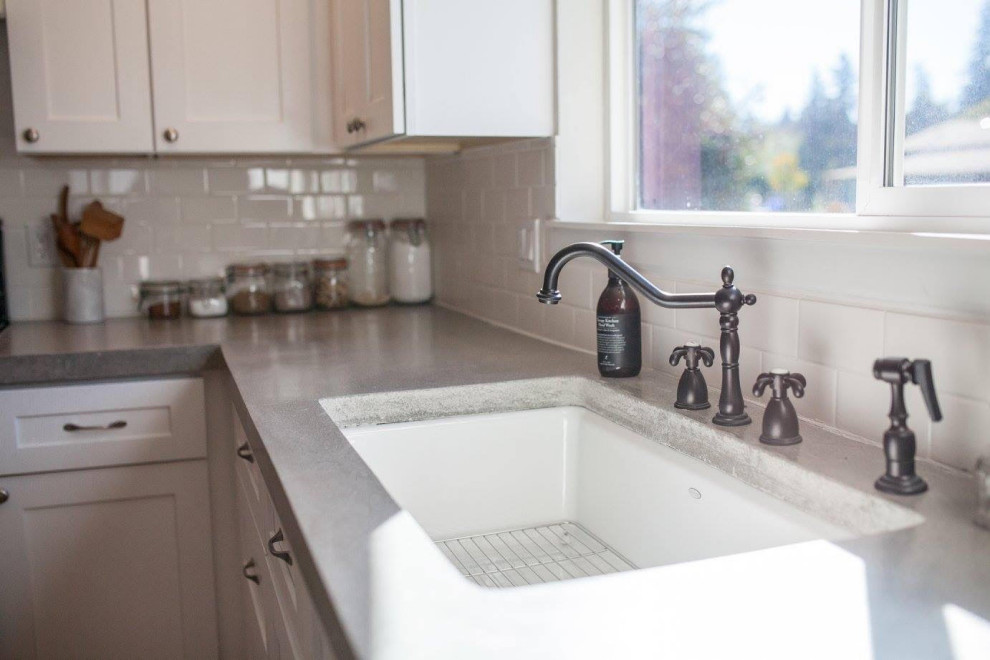 Stunning kitchen concrete counters, with deep basin under mount sink ...