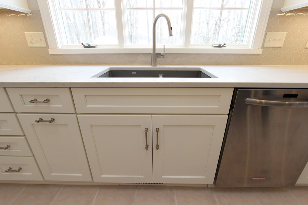 Stunning White Kitchen and Onyx Island with Refaced Butler's Pantry ...