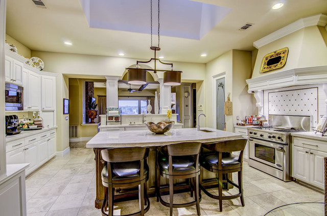 Taj Mahal Quartzite Kitchen with Double Eased Edge - Traditional ...