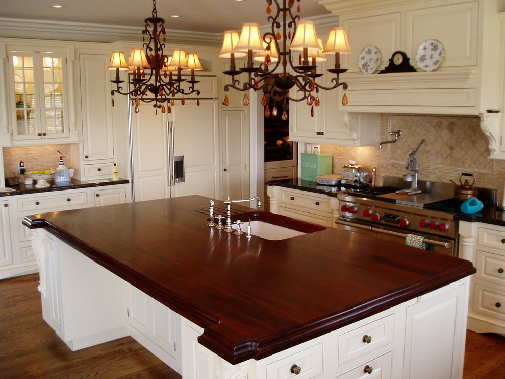 Teak Wood Countertop - Brooks Custom - Traditional - Kitchen - New York ...