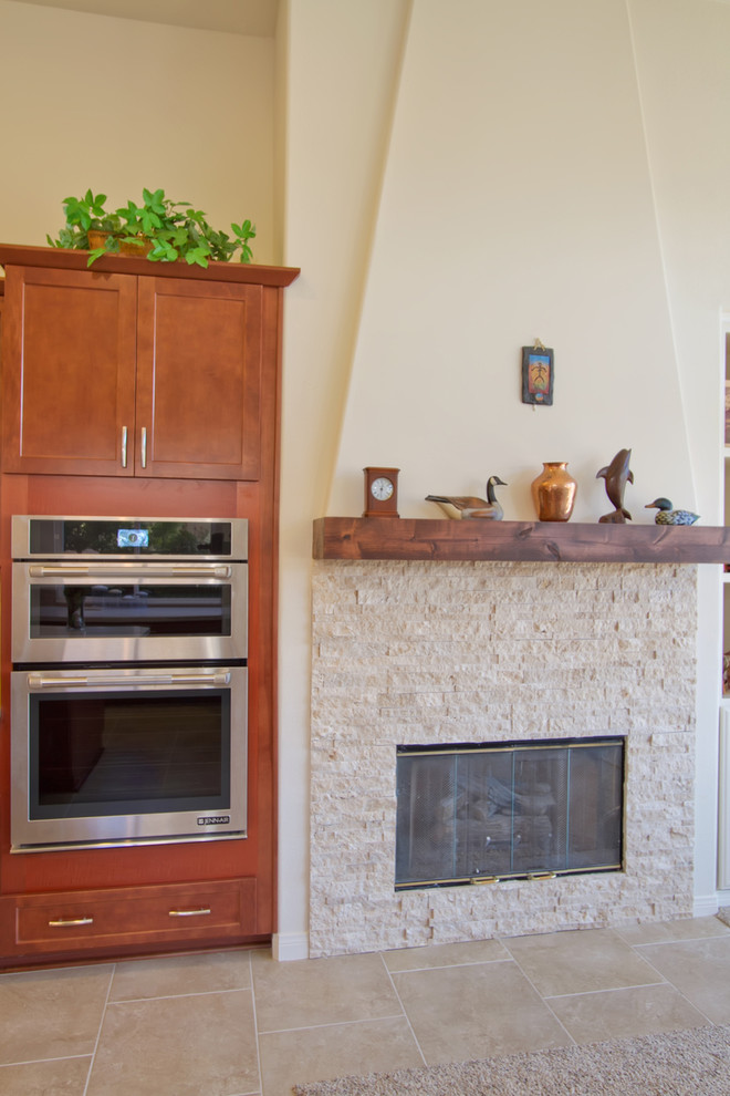 Kitchen Remodel with Stacked Stone Fireplace - Modern - Kitchen - Los ...