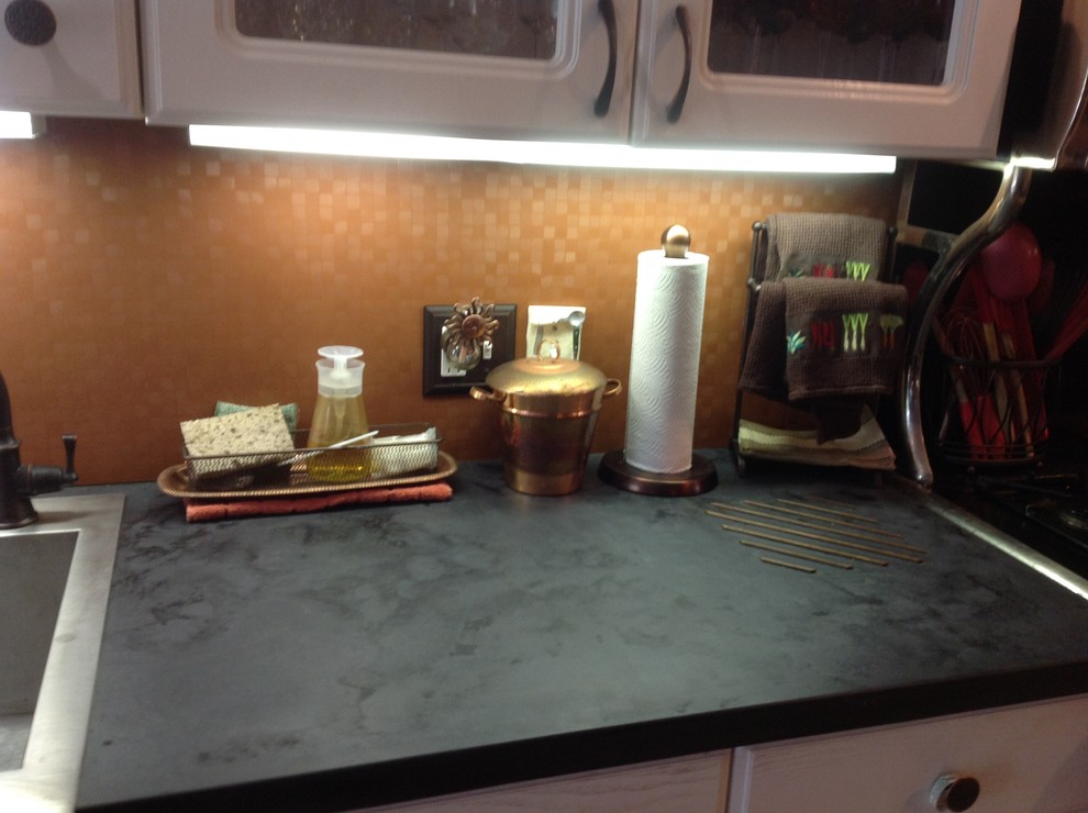 Textured concrete counter top with concrete backslash - Eclectic ...