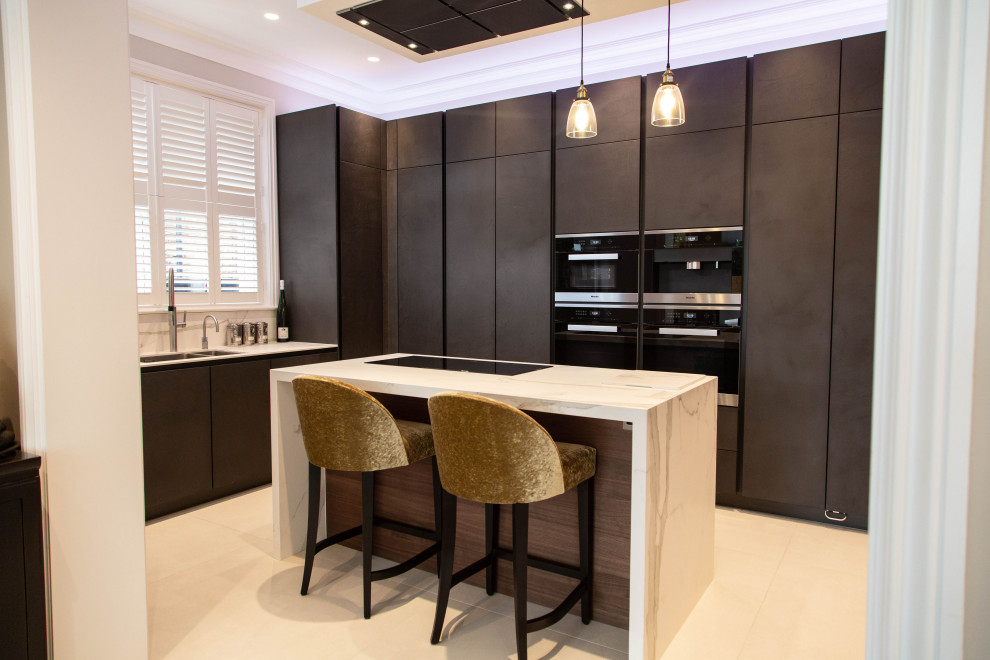 Concrete & Wood Veneer Leicht Kitchen in West London - Contemporary ...