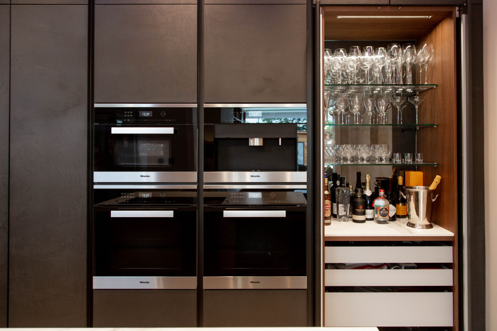 Concrete & Wood Veneer Leicht Kitchen in West London - Contemporary ...