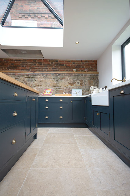 The Navy Kitchen: Dijon Tumbled Limestone Tiles - Country - Kitchen ...
