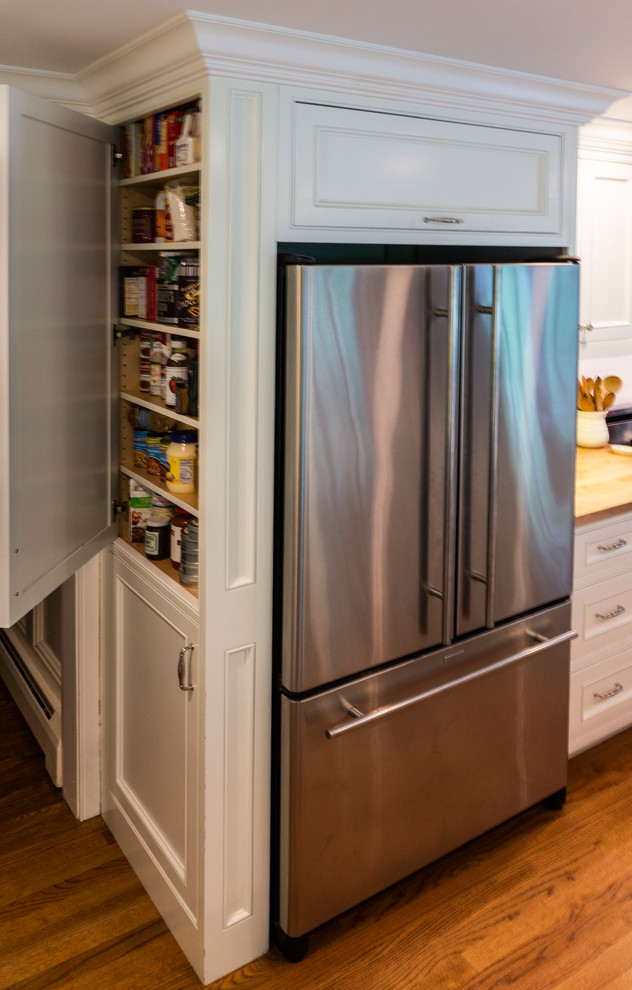 The Side Pantry is open to show storage - Transitional - Kitchen - New ...
