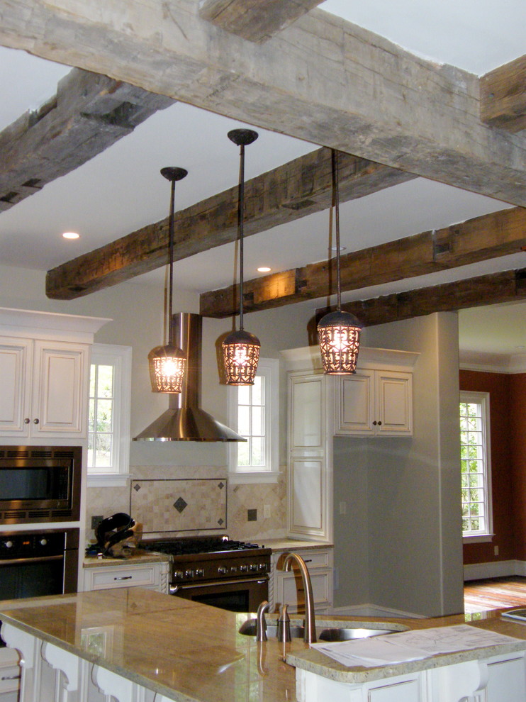 Timber-frame Kitchen Design with Reclaimed Beams - Traditional ...