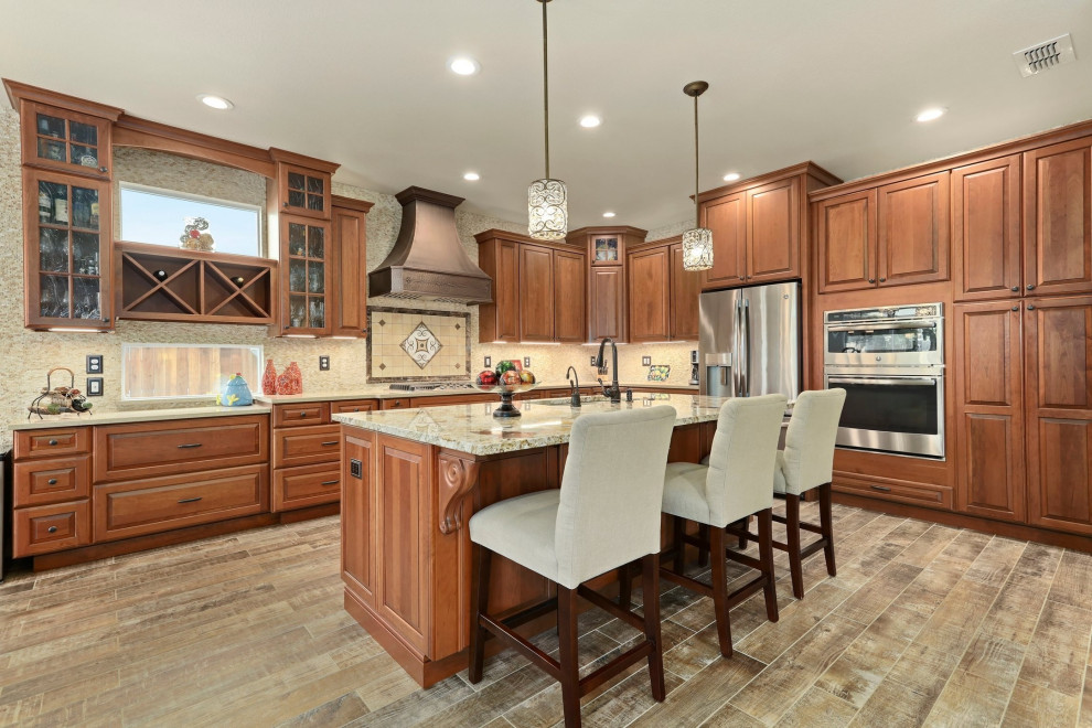TRADITIONAL CHERRY CABINETS BY SCHULER, CUSTOM COPPER HOOD ...