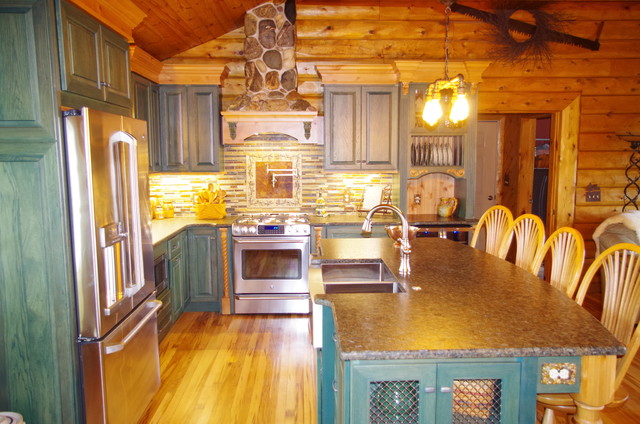 Traditional details meets Rustic Log Home - Rustic - Kitchen - Other ...