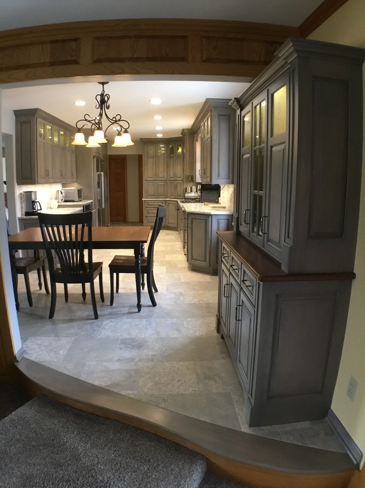 Traditional Gray Stained Maple Kitchen Renovation - Traditional ...