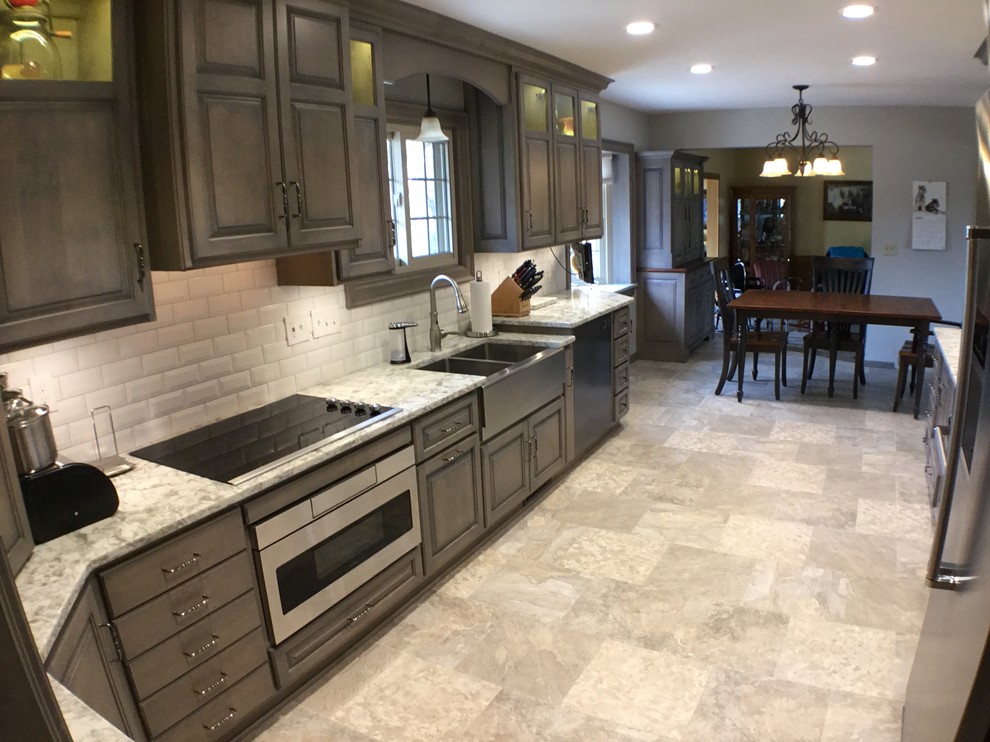 Traditional Gray Stained Maple Kitchen Renovation - Traditional ...