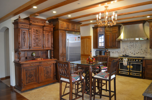 Traditional Kitchen with Antique Renaissance Buffet - Traditional ...