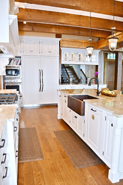 Traditional Kitchen with White Cabinets and Beam Ceiling - Traditional ...