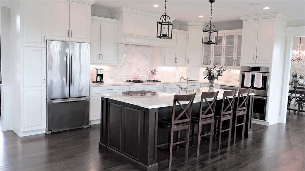 Traditional Open Kitchen in Beautiful Luxury New Home in Canton ...