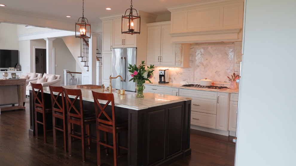 Traditional Open Kitchen in Beautiful Luxury New Home in Canton ...