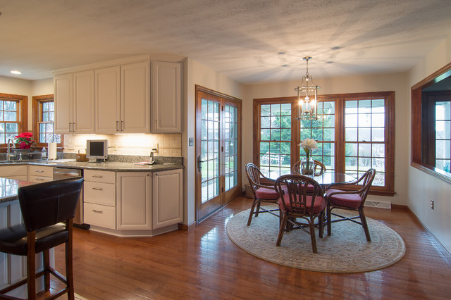 Traditional raised panel kitchen with granite countertops and bathroom ...