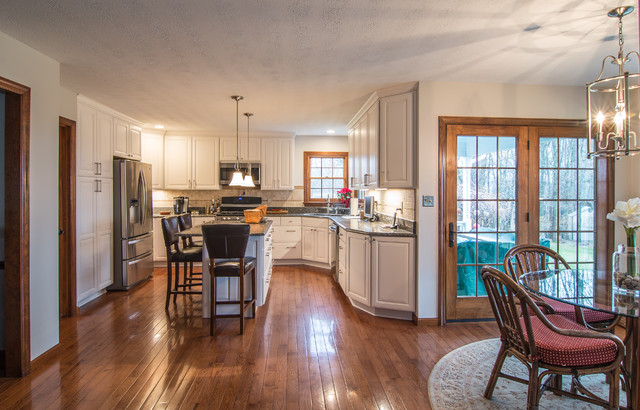 Traditional raised panel kitchen with granite countertops and bathroom ...
