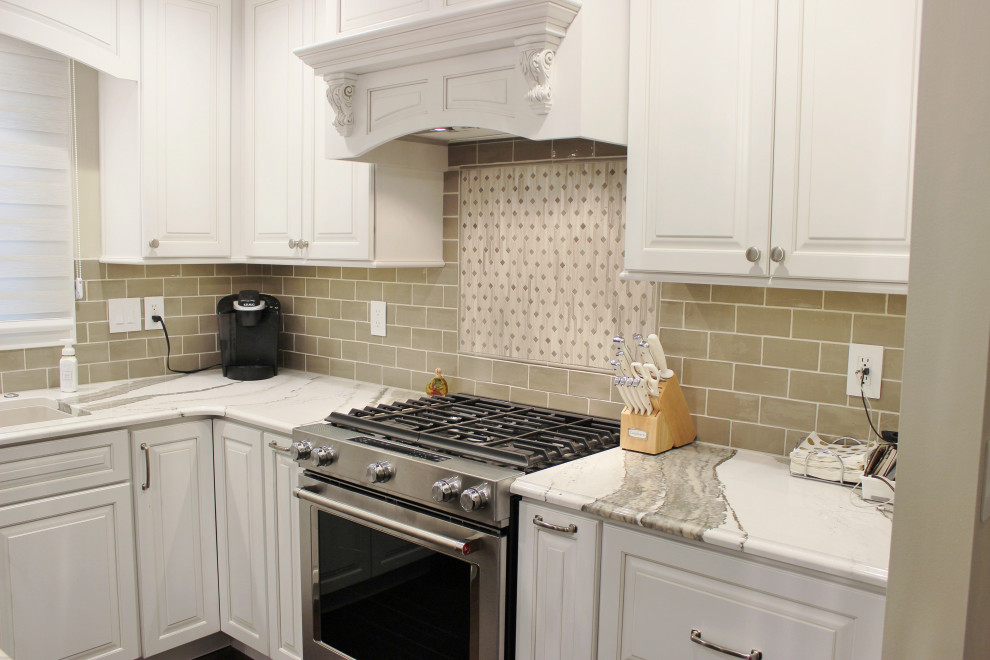 Traditional Two Tone Kitchen With Furniture Island - Traditional ...