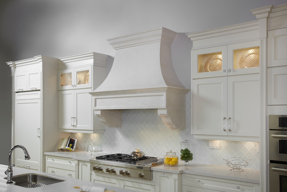 Transistional White Cast Stone Kitchen Hood in Seattle - Transitional ...