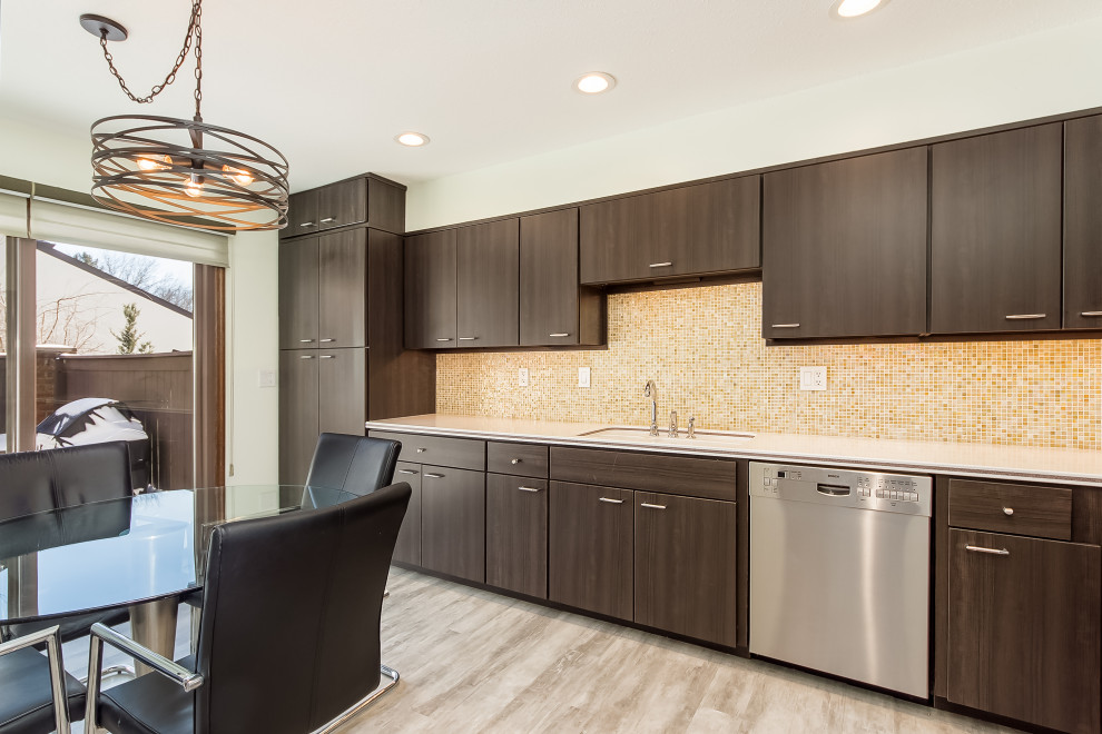 Transitional Kitchen Remodel Done With Modern Slab Doors - Classique ...