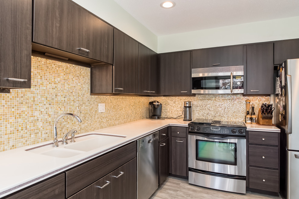 Transitional Kitchen Remodel Done With Modern Slab Doors - Transitional ...