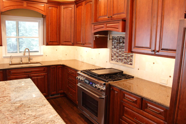 Transitional Kitchen with Dura Supreme's Herrington Arched Cherry ...