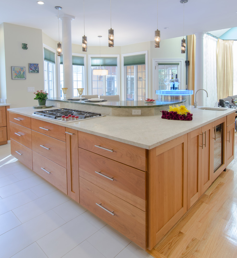 Transitional Natural Cherry Kitchen in Westford MA - Transitional ...