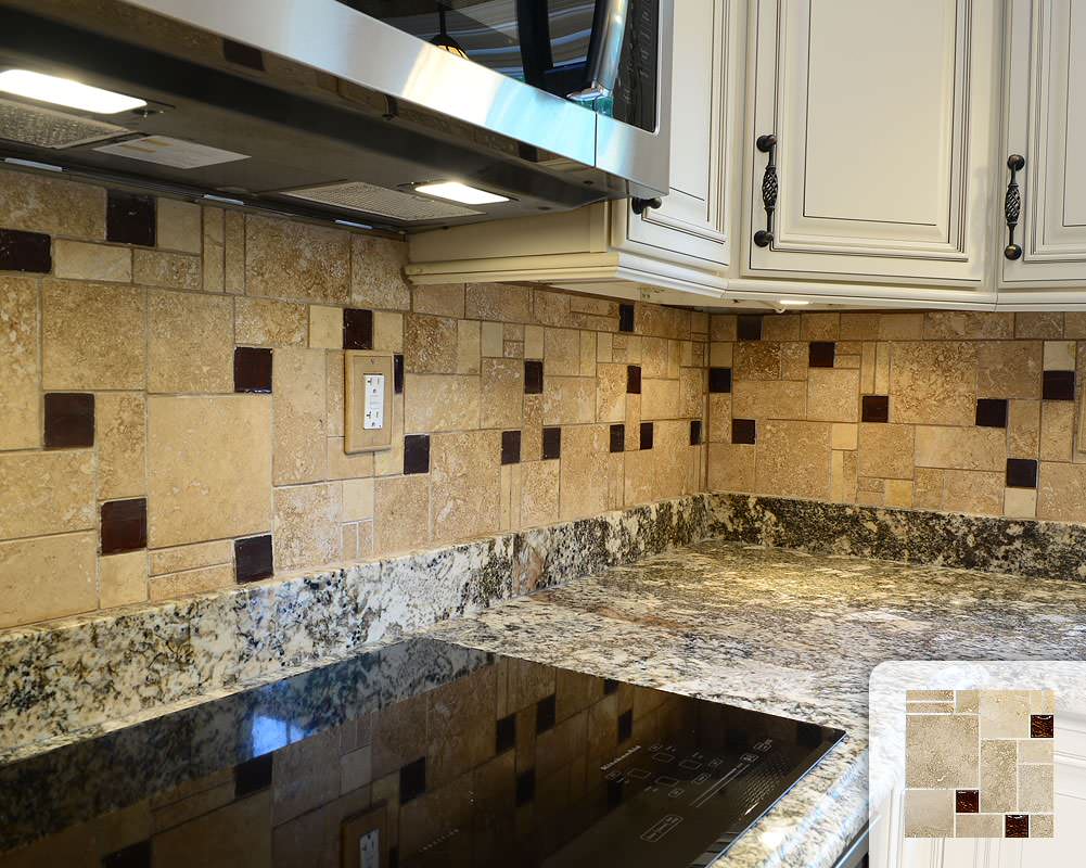 Glass Travertine Tile Backsplash